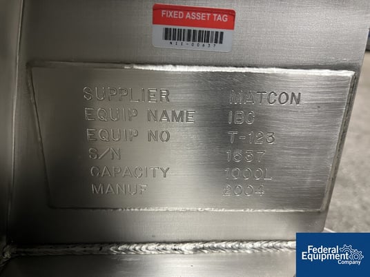 Matcon IBC Bin, Stainless Steel, 1000 Liter, cone bottom type, powder ...