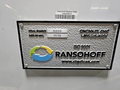Ransohoff #Pro-Clean-30, (4) stage parts washer, pre-blow-off, wash ...