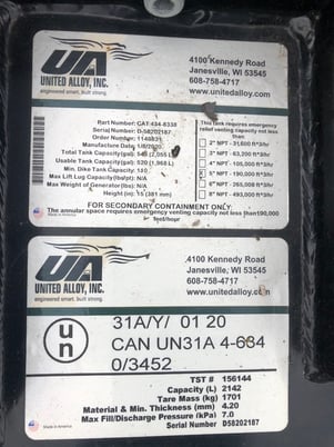 520 gallon Double wall sub base diesel fuel tank, 208.03" L x 60.98" W ...