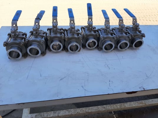 2" Ladish, Manual Ball Valve, Stainless Steel, 1000 psi, Tri-clamp, Lot ...