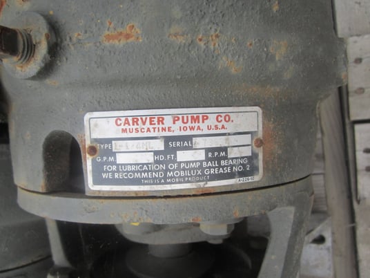 Carver, Carbon steel centrifugal pump, 2 HP, 1.25" inlet, 1.25" outlet for Sale | Surplus Record