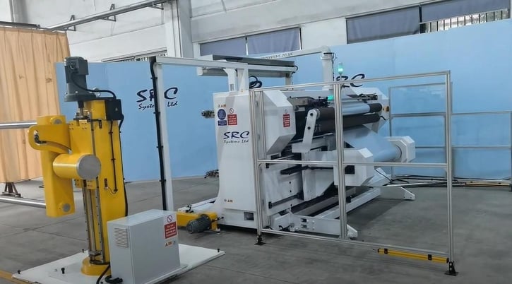 SRC Systems #610, compact duplex slitter rewinder, 63" working width ...