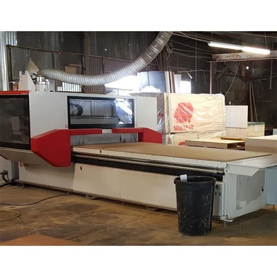 SCM #Pratix-S-15-B, flat table machine, 14 ATC, 145" X, 61" Y, 9.8" Z ...