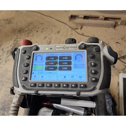 SCM #Pratix-S-15-B, flat table machine, 14 ATC, 145" X, 61" Y, 9.8" Z ...