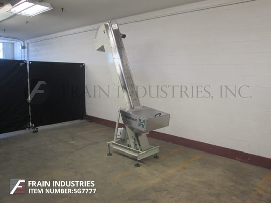 6" wide x 7.2' long, Hoppmann #EPO4O6XDCA, incline cleated belt feeder ...