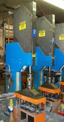 4 Ton, BTM #P-4-HX10-TE21.5, air powered toggle presses, 10 stroke, ram ...