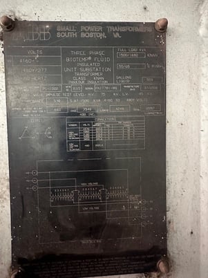 1500 KVA 4160 Delta Primary, 480Y/277 Secondary, ABB, Unit Substation ...