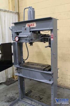 50 Ton, Dake #5-050, hydraulic H-frame press, 10" stroke, 32-3/4" btwn ...