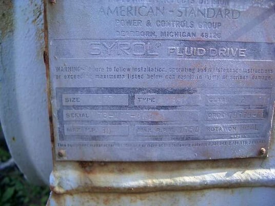 30 HP @ 1750 RPM, American Standard Gyrol Size 107 type V2 Class 2 ...