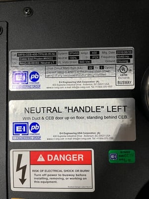 400 Amps, E & I PowerBar Busway and fittings, various amperage plug end ...