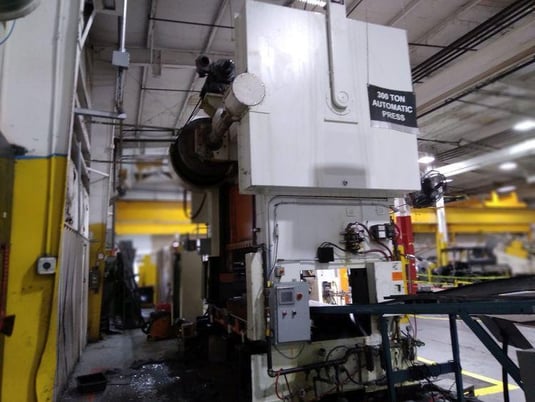 300 Ton, PTC #MPL-2-300-96X48, straight side double crank press, 12 ...