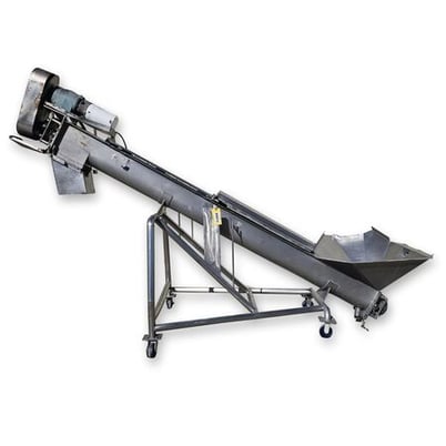 9" diameter x 11' long, portable Stainless Steel incline screw auger co ...