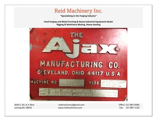 1" Ajax upsetter forging machine, 100-200 tons upsetting/grip force, 90 ...