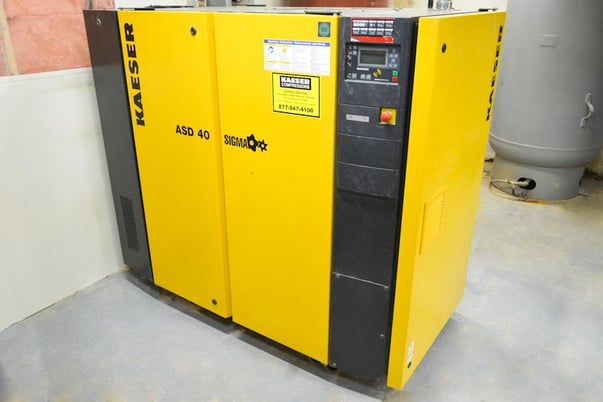 191 cfm, 125 psig, Kaeser #ASD-40, rotary screw air compressor, 40 HP ...