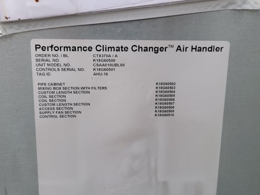 Trane #CSAA010UBL00, Performance Climate Changer Air Handler, 5000 cfm ...