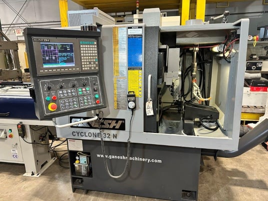 Ganesh #Cyclone-NCY-32, CNC lathe, 4-Axis, Mitsubishi Control, Edge Rebel V65 magazine barloader ...