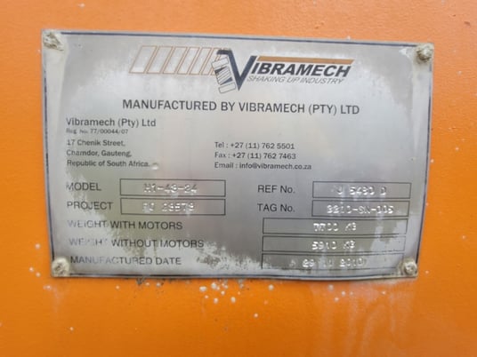 96" x 192" Vibramech #H1-48-24, Single Deck Vibrating Horizontal Screen ...