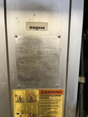 350 lb. JLG #20AM, push around vertical mast lift, 20' platform height ...