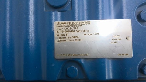 Sew Eurodrive #R107AM284/286, inline gear reducer, 20.07:1 ratio for ...