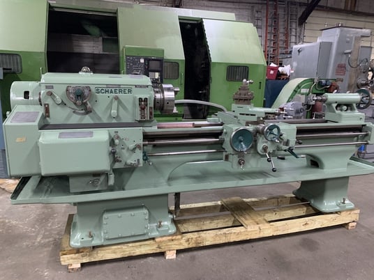 20" x 60" Schaerer #20X60, German lathe, 3-jaw chuck, 4 way tool post ...