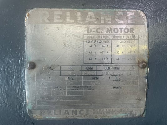 50 HP 1750 RPM Reliance, Frame 405A, Stab Shunt, rebuilt, 240 VA for ...