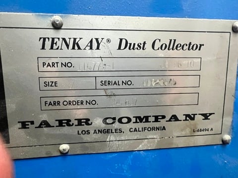 1410 sq.ft. Farr Tenkay #5C, Cartridge Type Dust Collector, 12.75 ...