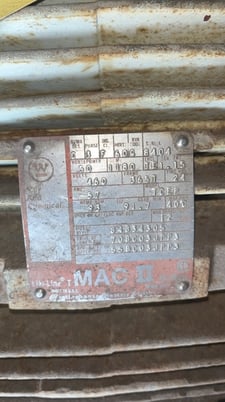 50 HP HP RPM 1180 RPM Westinghouse, Frame 365T, TE, Service factor 1.15 ...