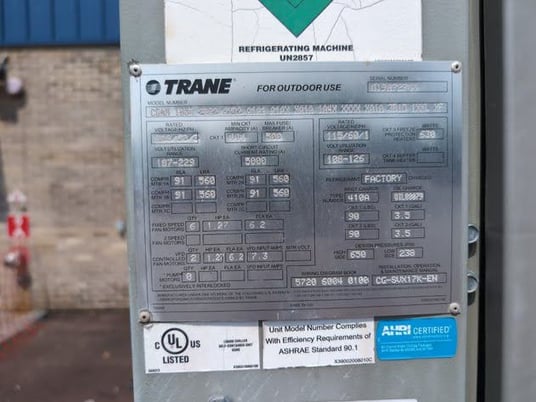 100 Ton, Trane #CGAM, air cooled scroll packaged chiller, 410a ...