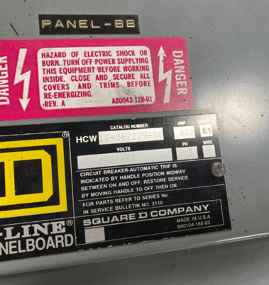 800 Amp. Square D, HCW, I-Line Panelboard, 480Y/277V., 3PH 4W 66 Space ...