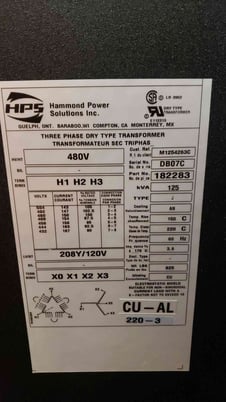 125 KVA Eaton, PDU, Step Down Distribution BCM, 3 phase, 480 x 208/120 ...