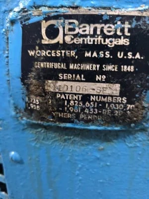 Barrett #1101-SE, chip spinner, equipped with lifter & exit tank, chip ...