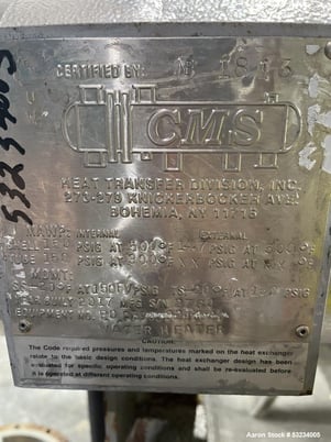 72 sq.ft., 150 psi shell, CMS U-Tube Heat Exchanger, -20 to 500°F, 150 ...