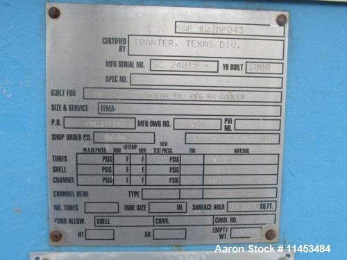 3908 sq.ft., Tranter Superchanger, UFX-85-6-SP-401, Plate Heat ...