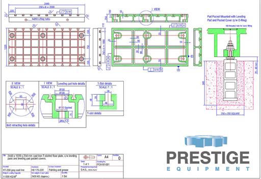 96" x 48" x 9.8", T-Slotted Floor Plate, 9 T-Slots width wise, 5 T ...