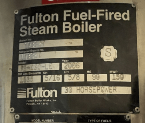 30 HP Fulton #FB-030-LE, steam boiler, 150 psi, 2006 For Sale | Surplus ...
