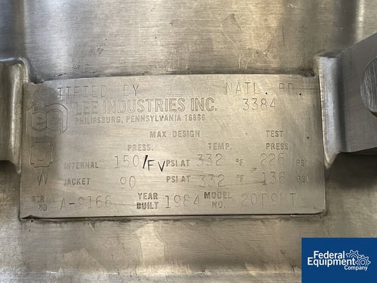 20 gallon Lee #20D9MT, Double Motion Reactor, Stainless Steel, 22 ...