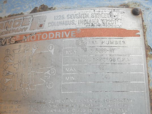 30 HP 140/420 RPM Reeves, size 661, vari-speed mechanical drive, 420/ ...