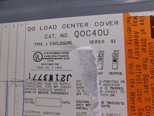 200 Amp. Square D, QOC40U Series G1, panelboard For Sale | Surplus Record