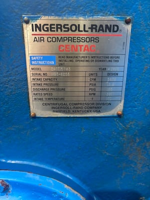 5700 cfm, 125 psig, Ingersoll-Rand #Centac, with mounted intercooler ...