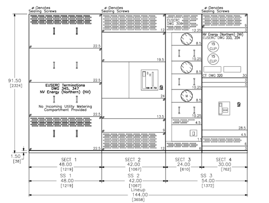 4000 Amps, Square D #QED, switchboard main breaker with distribution ...