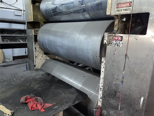 Welex, roll down stack, 54" width x 8" rubber pull rolls, 52" L cooling ...