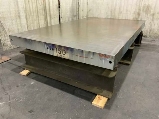85" x 143-1/2" Cast iron layout surface plate with stand, adjustable ...