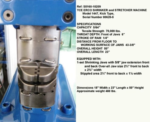 TCE-Erco #1447, shrinker stretcher, kick type, 6" throat, with shrinker ...