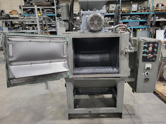 2 cu.ft. Goff #2BB, compact rubber belt tumblast, 5 HP blast wheel ...