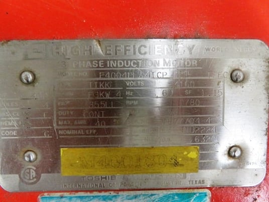 400 HP 1780 RPM Toshiba, Frame 355LL, TEFC, rebuilt, 4160 Volts for ...