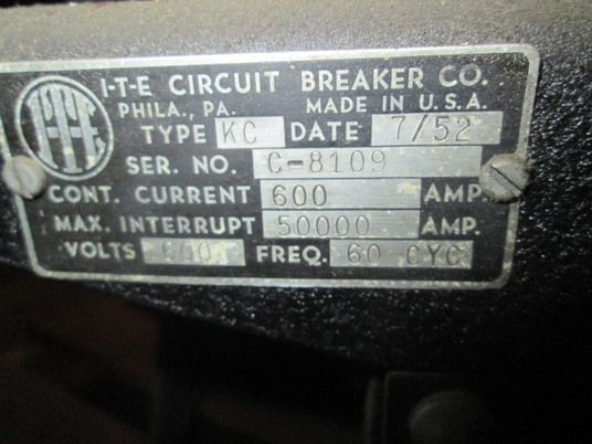 1600 Amps, ITE, KC, manually operated, drawout for Sale | Surplus Record