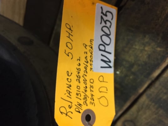 50 HP 3550 RPM Reliance, Frame 324TSD, ODP, 120/60.2 amp, 230/460 Volts ...