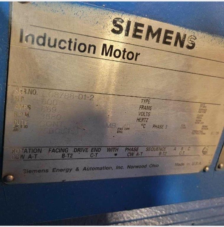 Ingersoll-Rand Centac #2CV Motor, 600 HP, Fr.588Y, TEFC, 1.15,480V ...