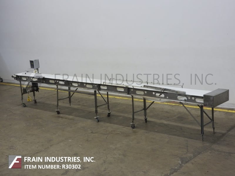 14" wide x 20.3' long, ASTD, Stainless Steel table top conveyor ...