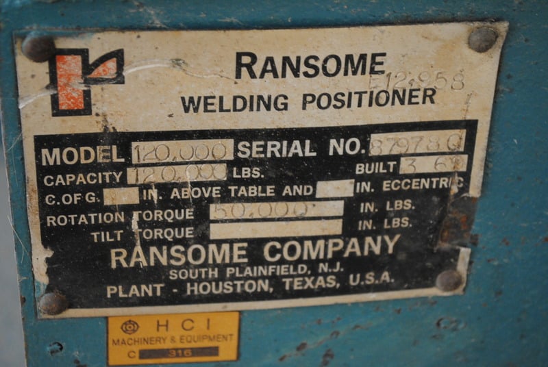 120000 lb. Ransome, floor turntable, 8' table, variable speed, 460 V ...